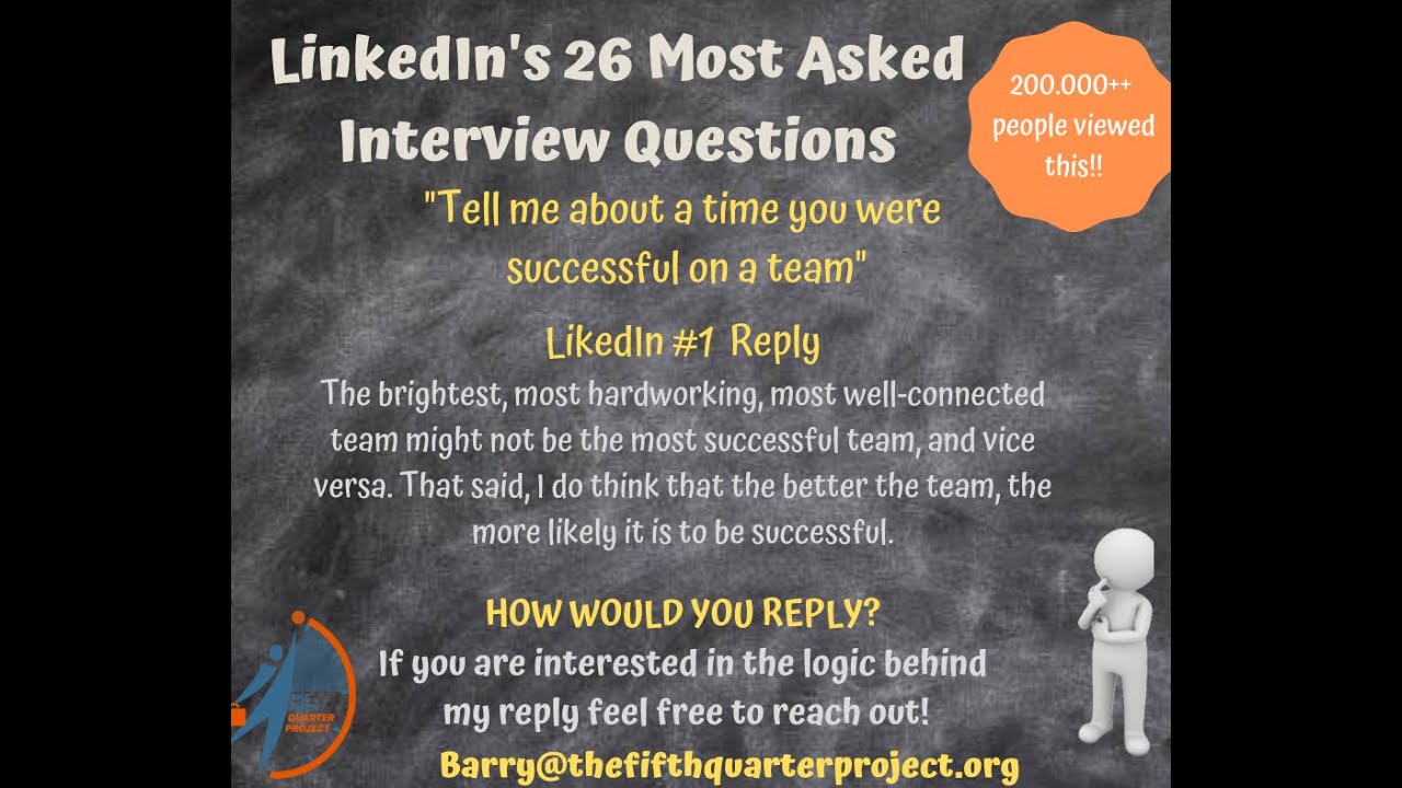 LinkedIn's 26 Most Asked Interview Questions #7 Tell me about a time ...