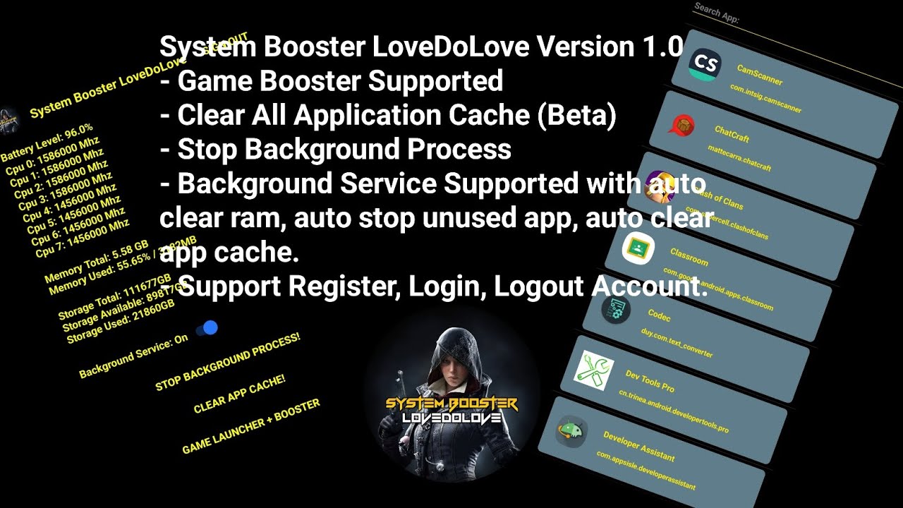 System Booster Version 1.0 | Auto Clear Ram, Background Process, App ...