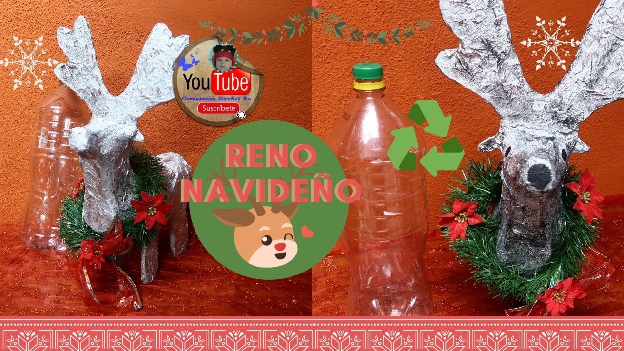 Reno Navideño Reciclado con botellas de plastico PET MANUALIDADES ...
