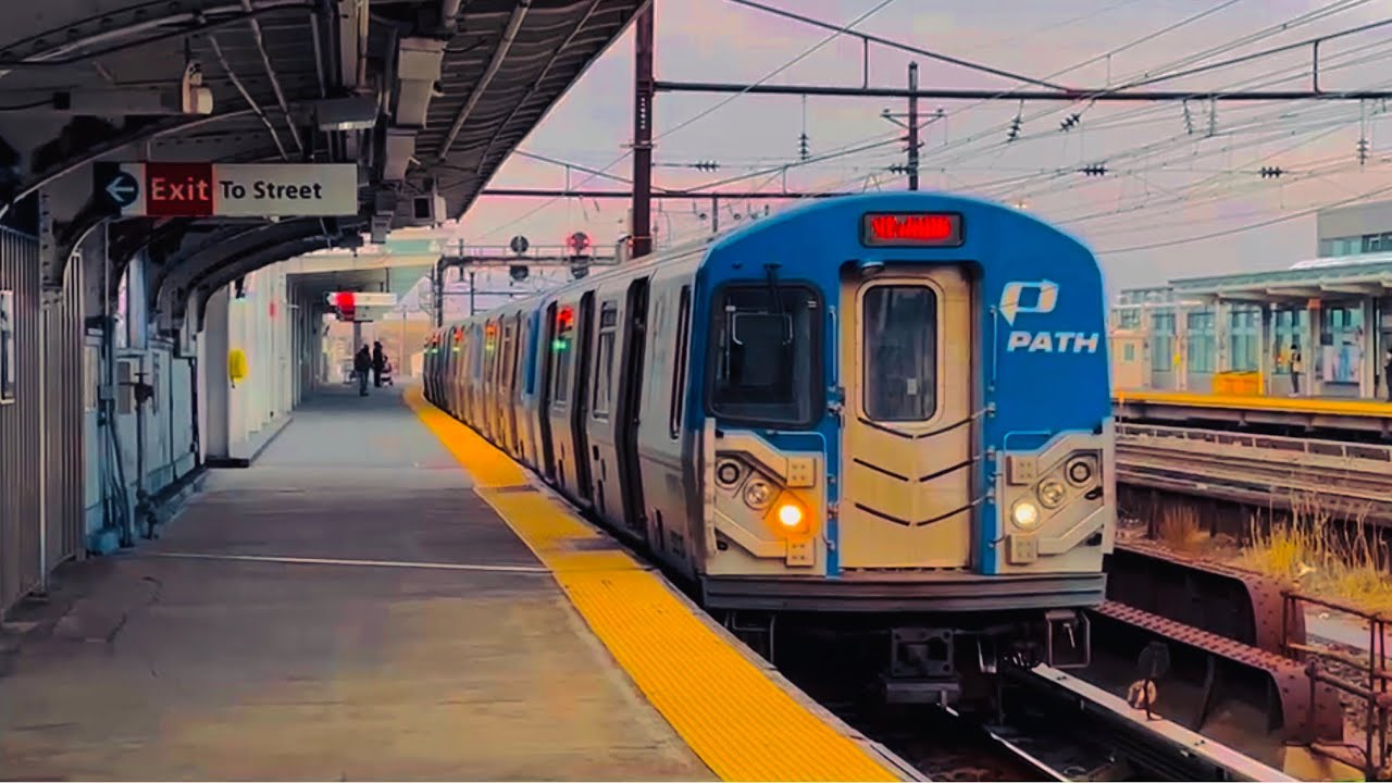 PATH PA-5 Train Action at the old 2010s Harrison Station - YouTube