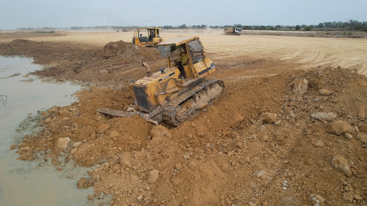 Wonderful Construction Machines At New Land Filling Operator Bulldozer ...