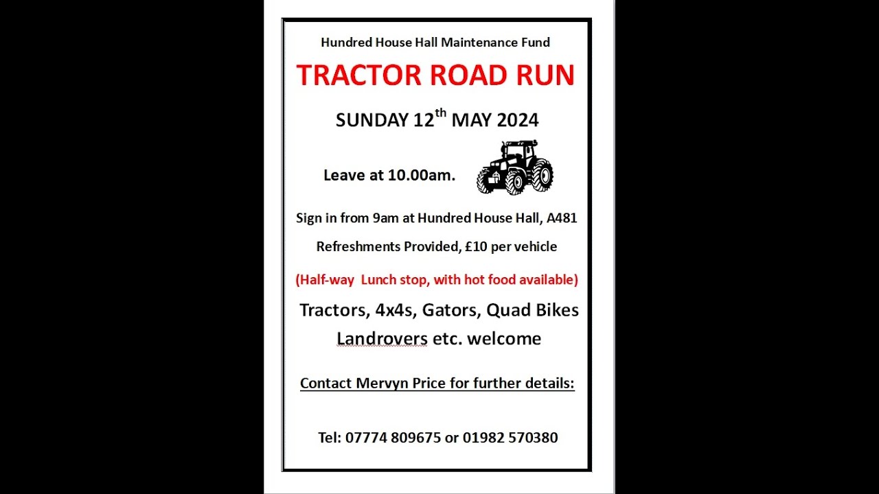 Hundred House Hall Maintenance Fund - TRACTOR ROAD RUN - SUNDAY 12th ...