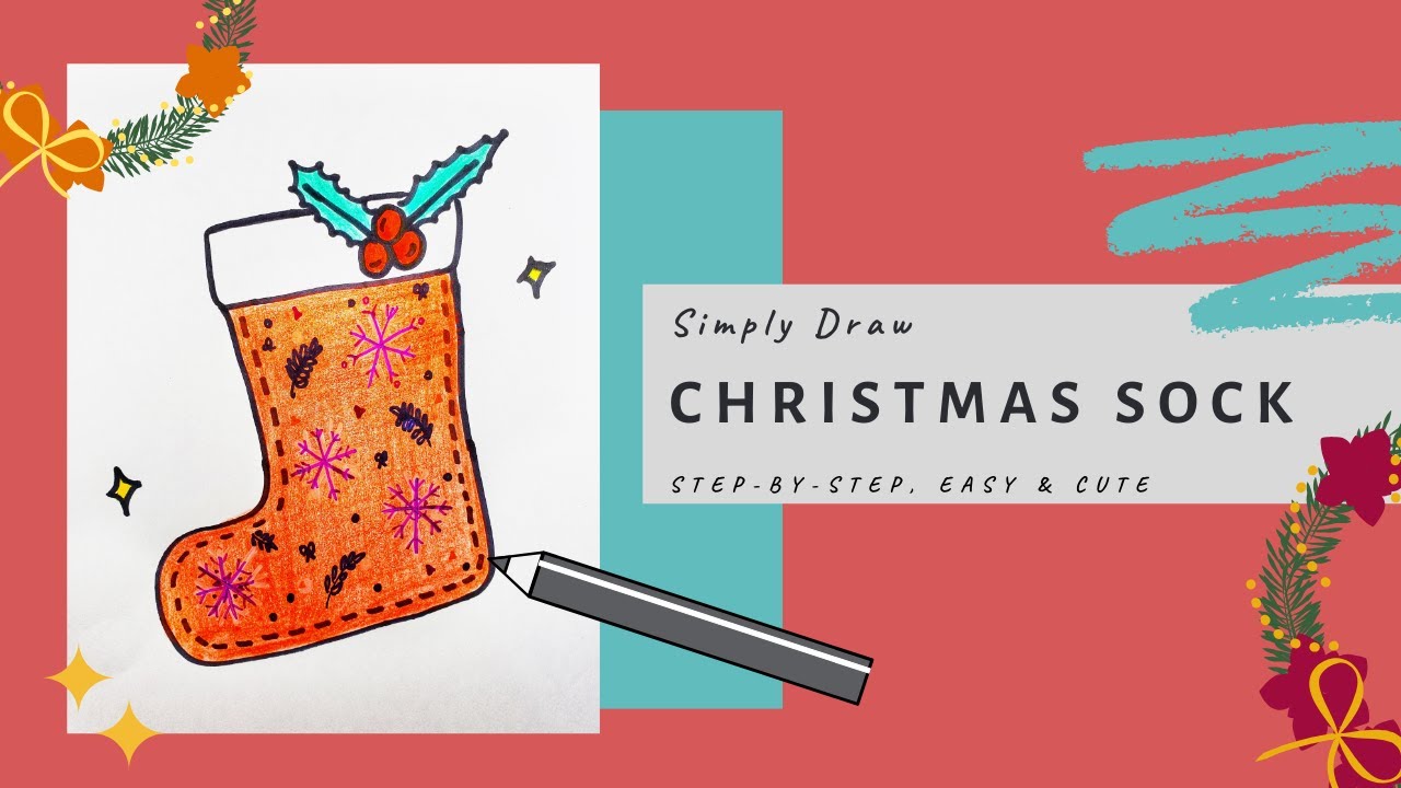 How to draw Christmas Sock | Simply Draw | Easy and Cute! - YouTube