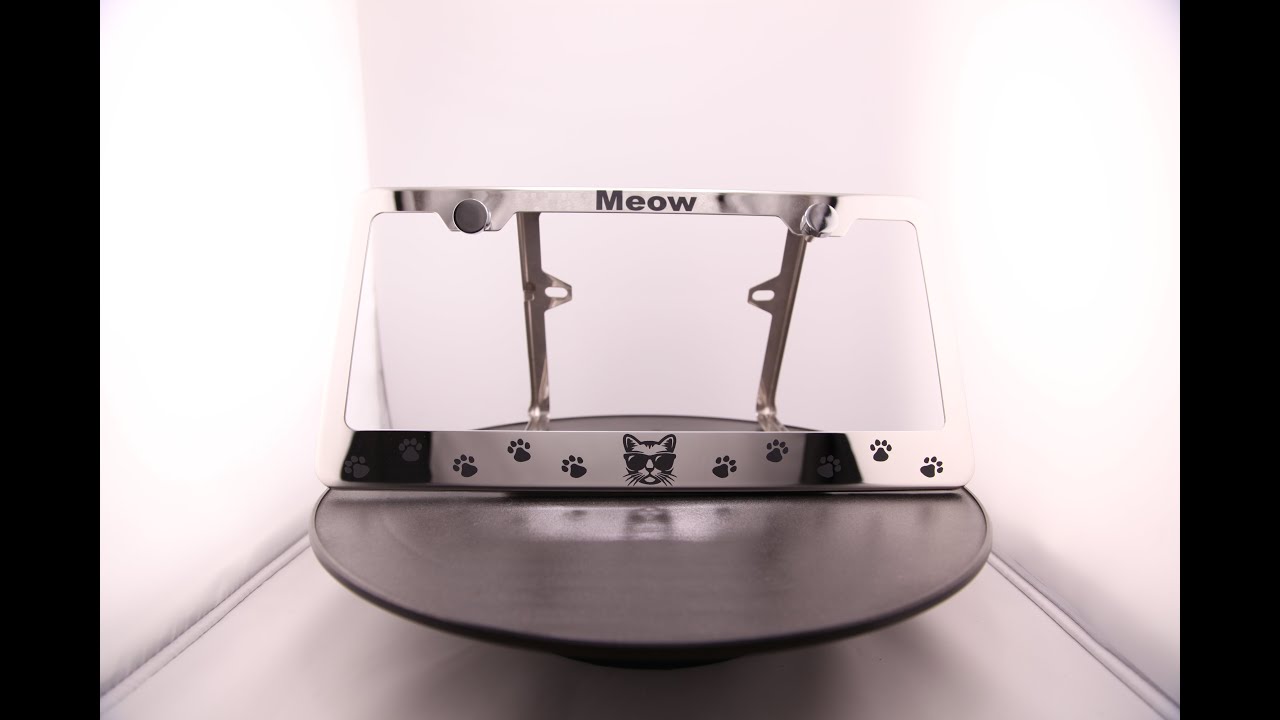 “Meow” License Plate Frame – Shiny Chrome Finish - YouTube