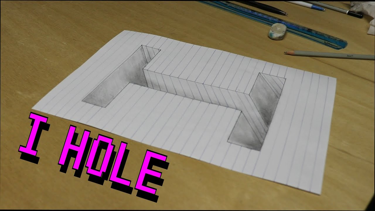 I Hole in Paper Optical Illusion | 3D Pencil Drawing | Trick Art - YouTube