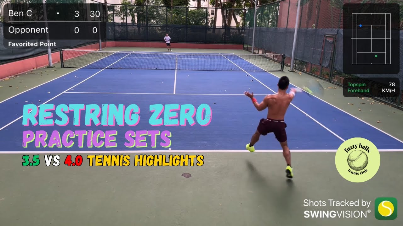 3.5 vs 4.0 tennis: Big hitting with a fellow @shoprestring Zero enjoyer ...