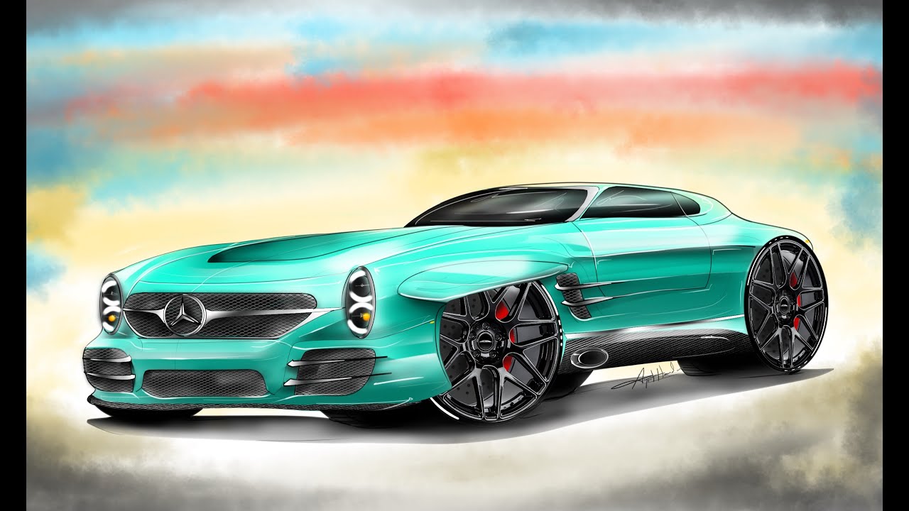 Learn to Draw | Speed Drawing | Mercedes Benz 300SL Redesign for the ...