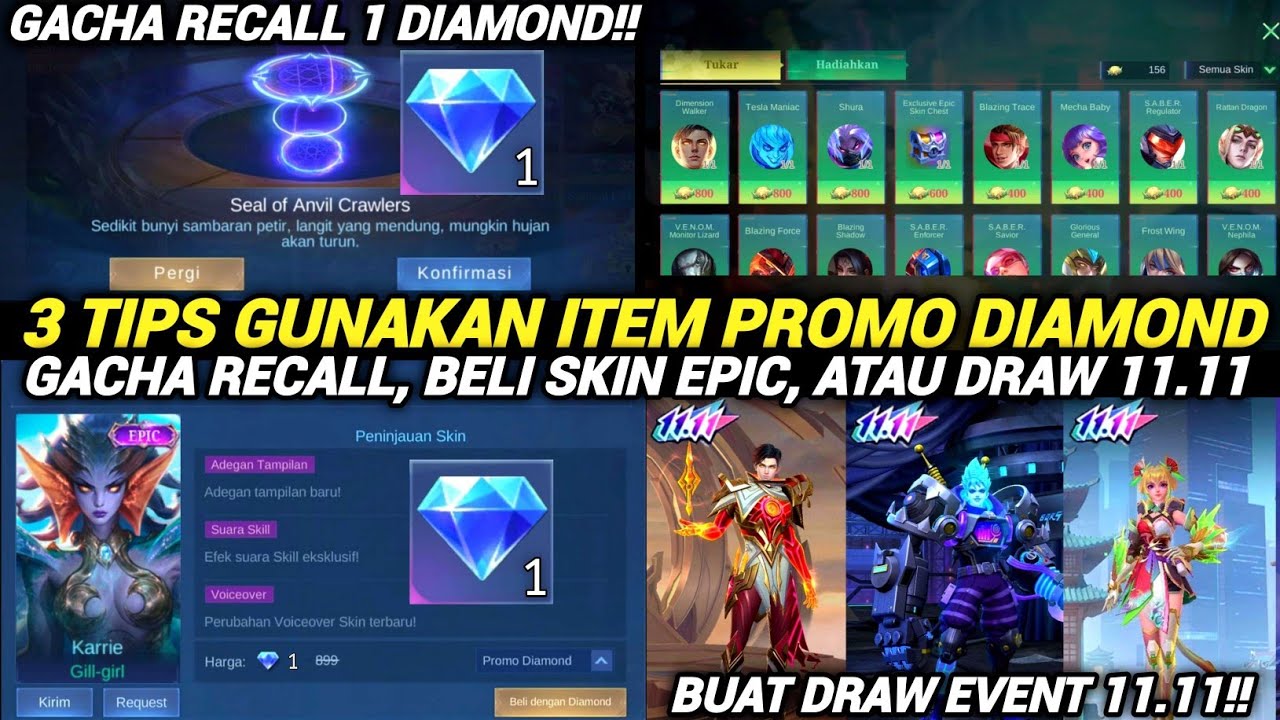 3 TIPS GUNAKAN PROMO DIAMOND MLBB !! BELI SKIN EPIC LIMITED ATAU GACHA ...