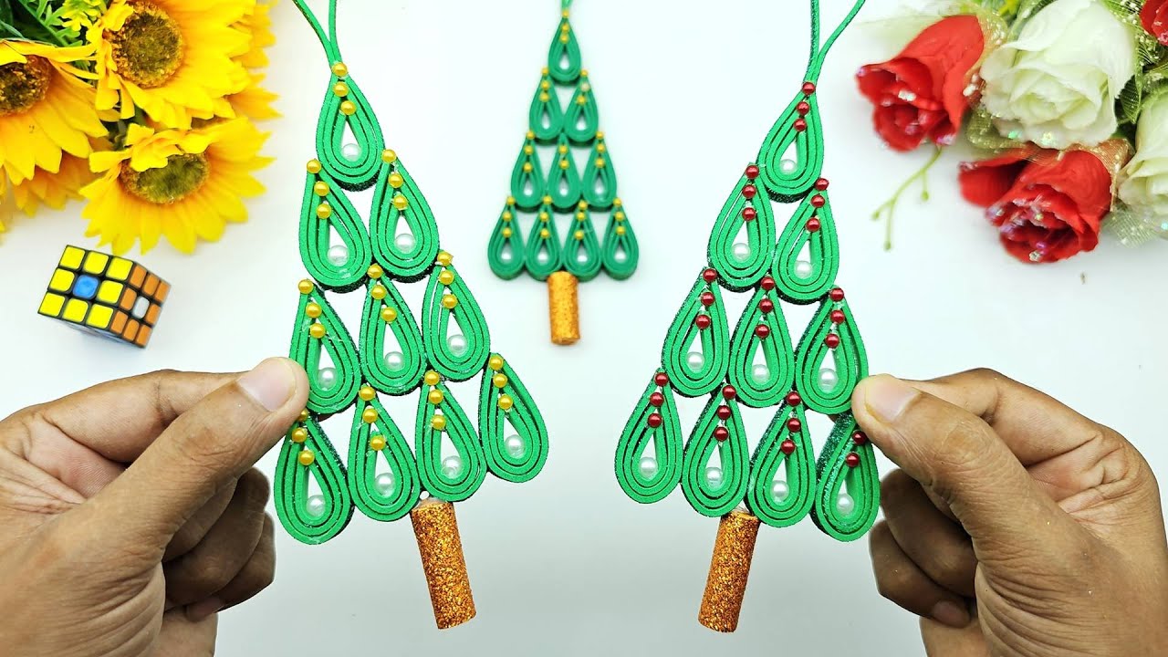 DIY Christmas Tree Making🎄Christmas Decorations🎄Glitter Foam Sheet ...