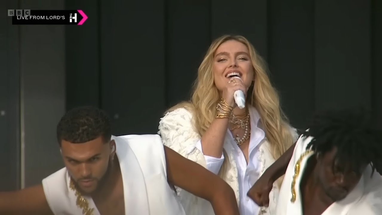 Perrie Edwards performing in The Hundred Final Little Mix Medley/If He ...