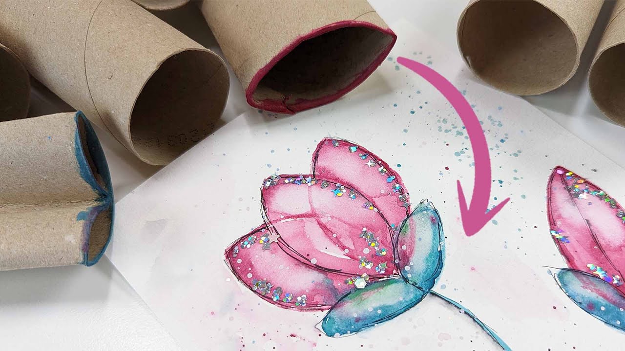 🌷HOW TO Paint with TOILET ROLLS - EASY Watercolour 🌷TULIP 🌷 Tutorial ...