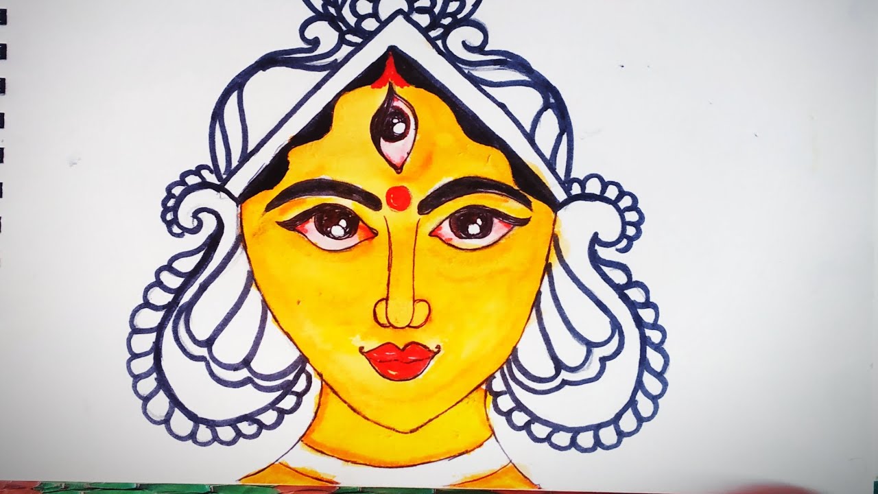how to draw ma Durga drawing - YouTube
