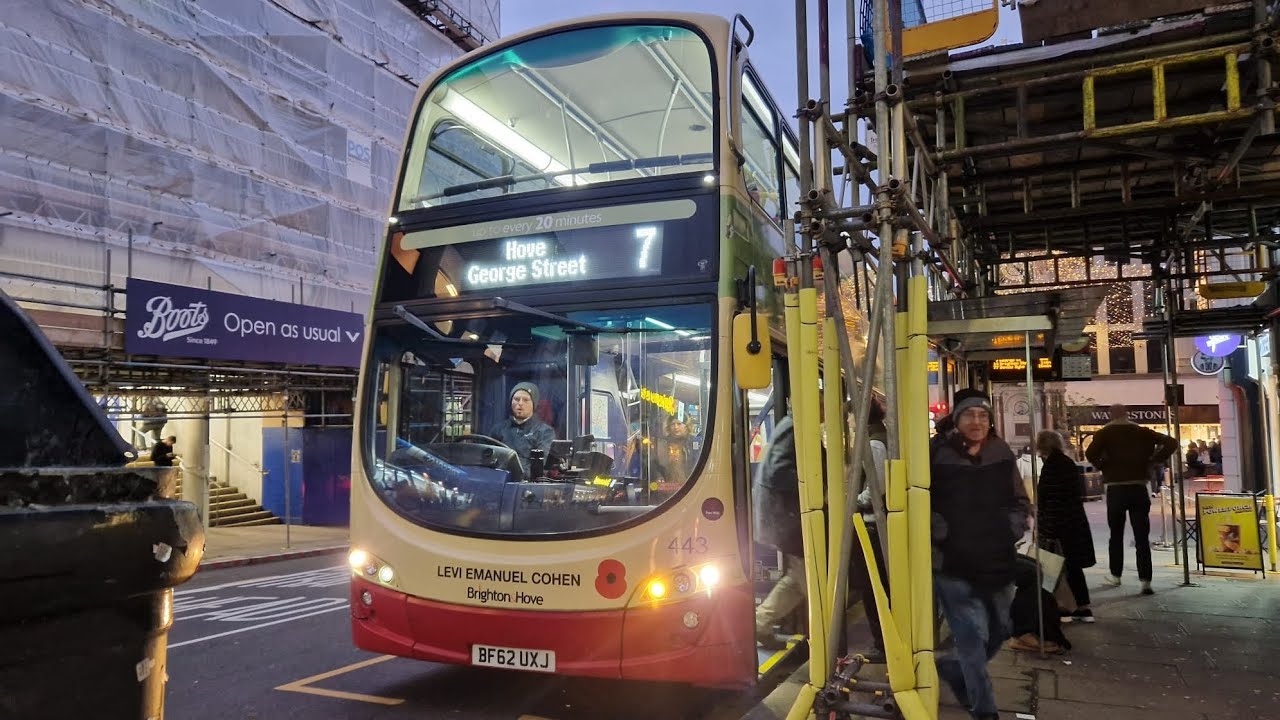 Onboard Brighton & Hove Bus 443 - Volvo B5LH Gemini 2 - Route 7 - (BF62 ...