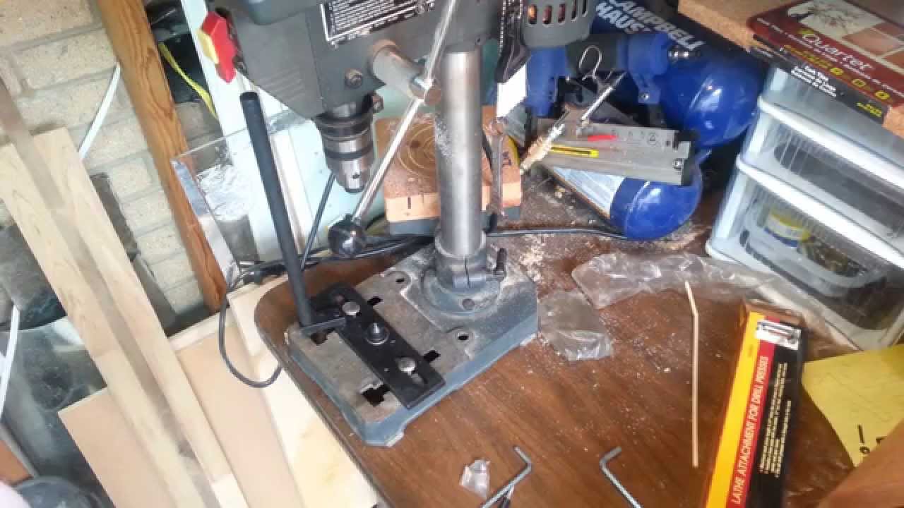 ShopFox Drill Press Lathe Attachment Unboxing and Setup - YouTube