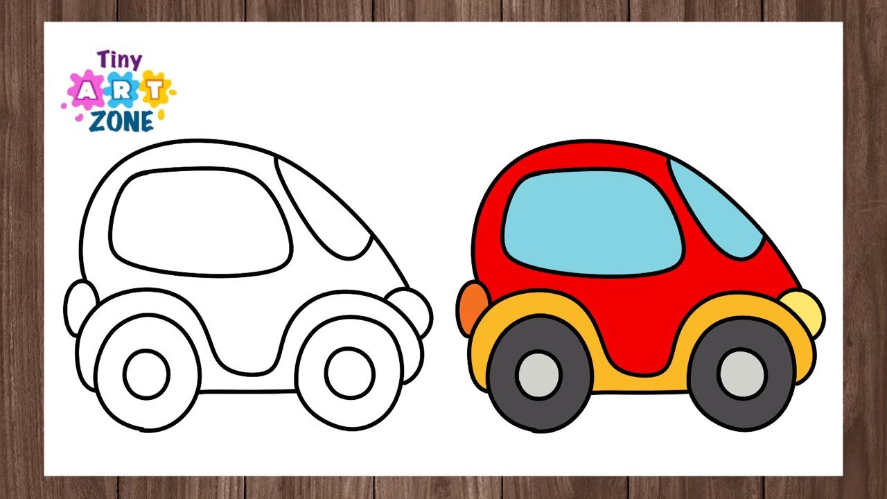 How to Draw a Cute Car Easy for Kids & Toddlers | Tiny Art Zone - YouTube