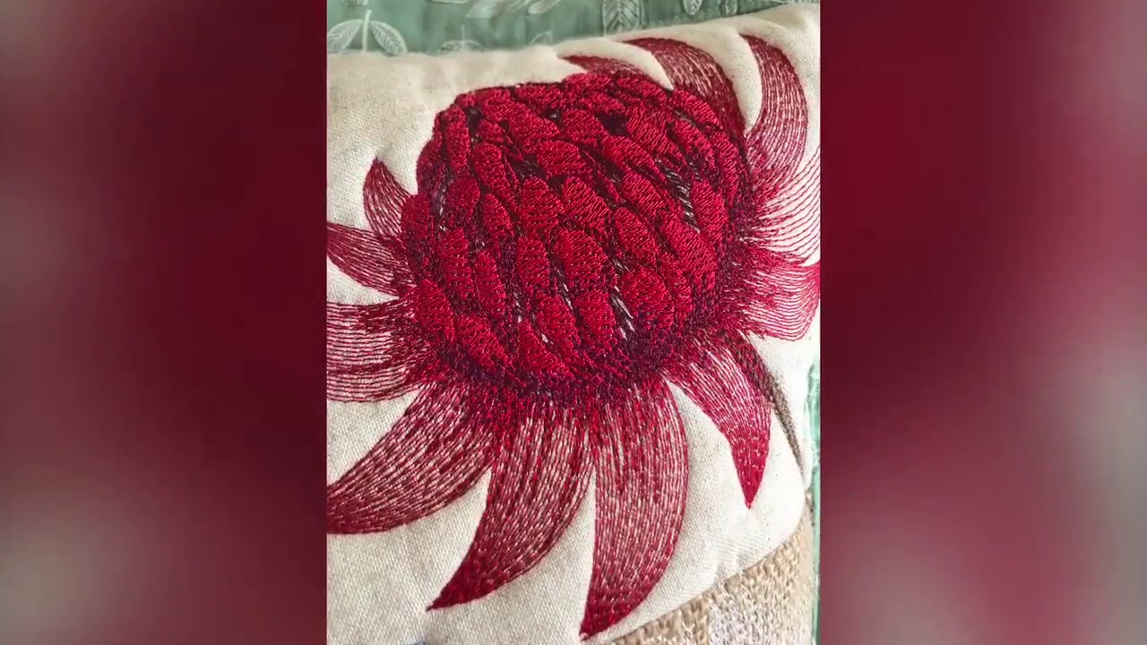 Australian Flowers Cushion 5x7 6x10 7x12 in the hoop machine embroidery ...