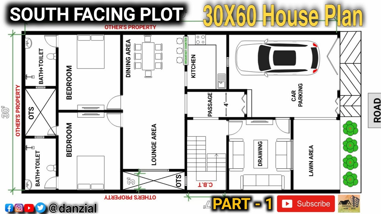 30 X 60 House Plan | South Facing House design | 2 Bedroom | 2 BHk ...