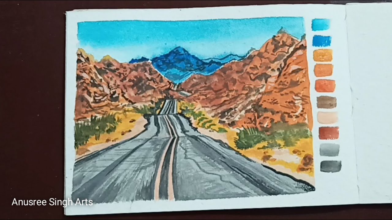 How to paint scenery using gouache paints. Gouache painting. Anusree ...