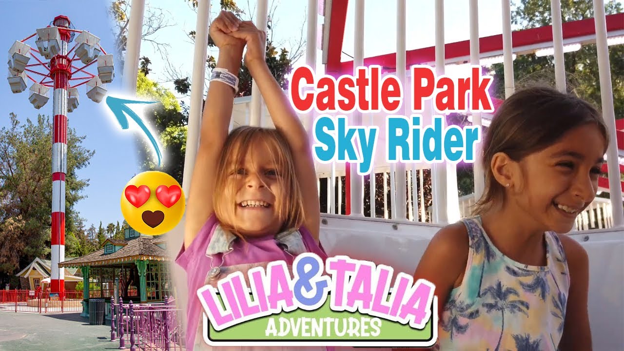 Lilia and Talia on a sky ride 😱 | Kids riding Sky Rider and having a ...