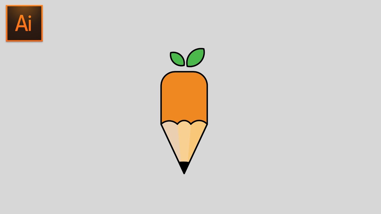 How to design a Simple Leaf Pencil Logo in Adobe illustrator || Graphic ...