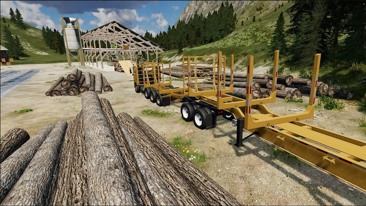 logging truck driving through dangerous mountain roads in BeamNG.drive ...