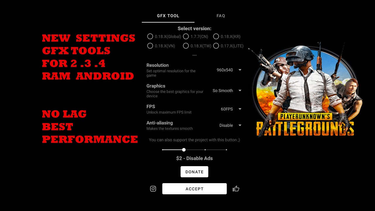 New settings for GFX Tool (android) for devices with ram 2, 3 or 4 ...