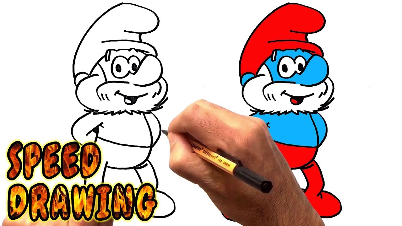 How to Draw Papa Smurf (Speed Drawing) - YouTube