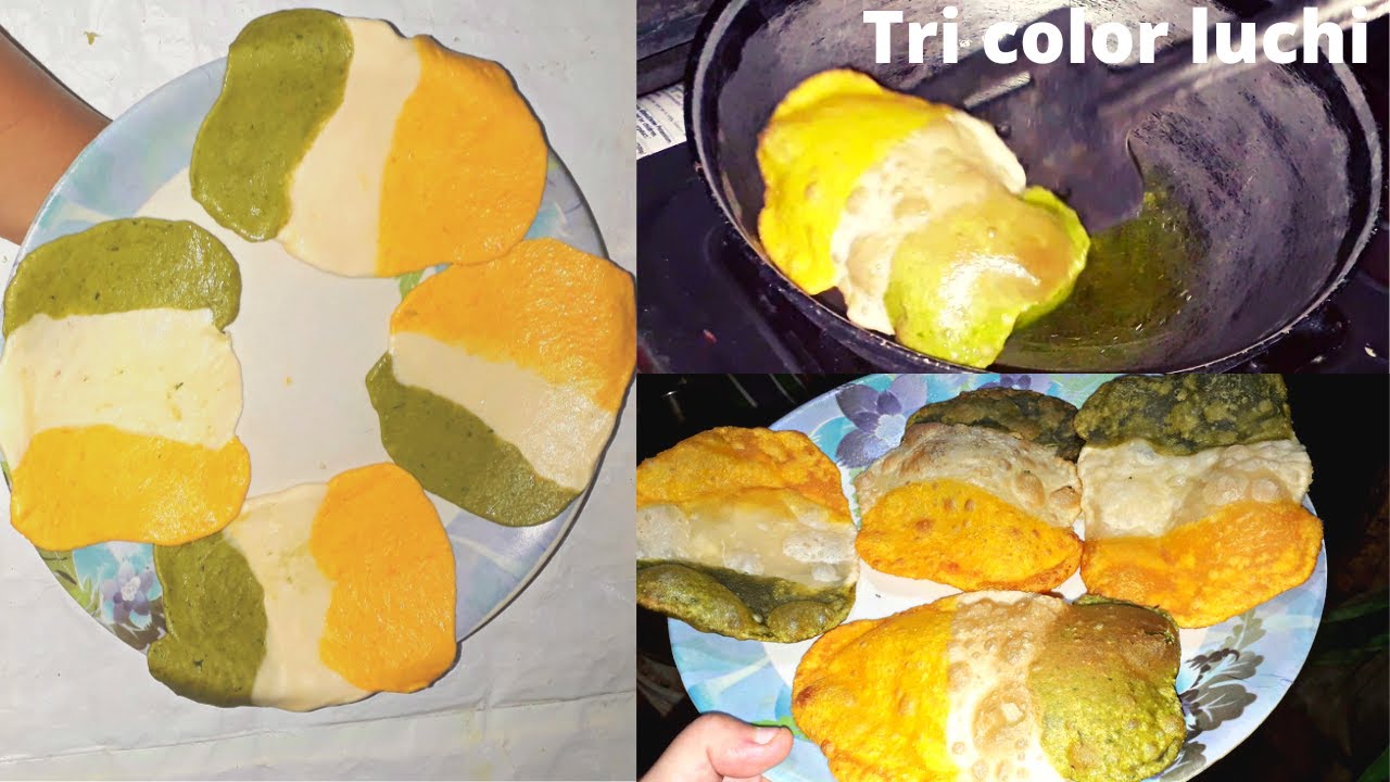 Tri colour puri | Trianga puri recipe in bengali | Tri color luchi ...