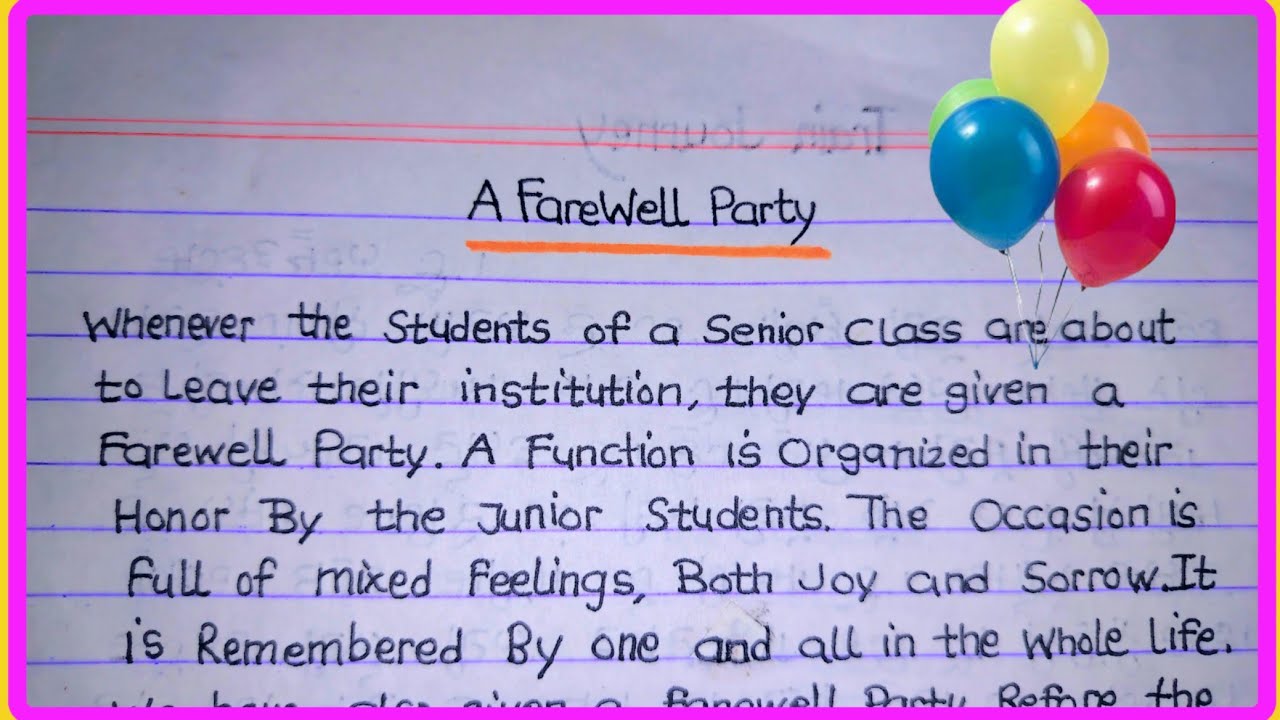 A Farewell party Essay in English || easy essay on Farewell party in ...