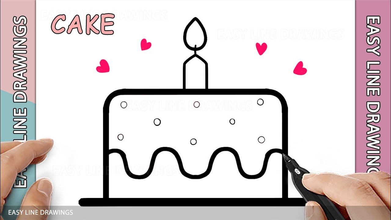 How to Draw a Cake easy for Kids and Toddlers - Draw in 3 Just Minutes ...