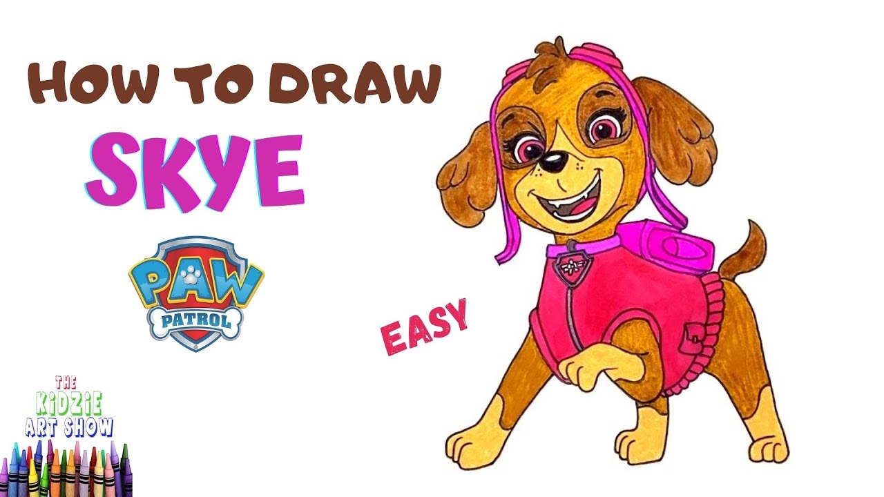 How to draw Skye from PAW Patrol step by step easy. Skye, the Pilot ...