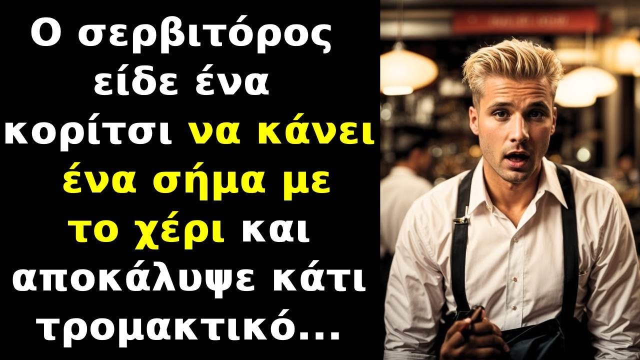 Ο σερβιτόρος είδε ένα κορίτσι να κάνει ένα σήμα με το χέρι και ...