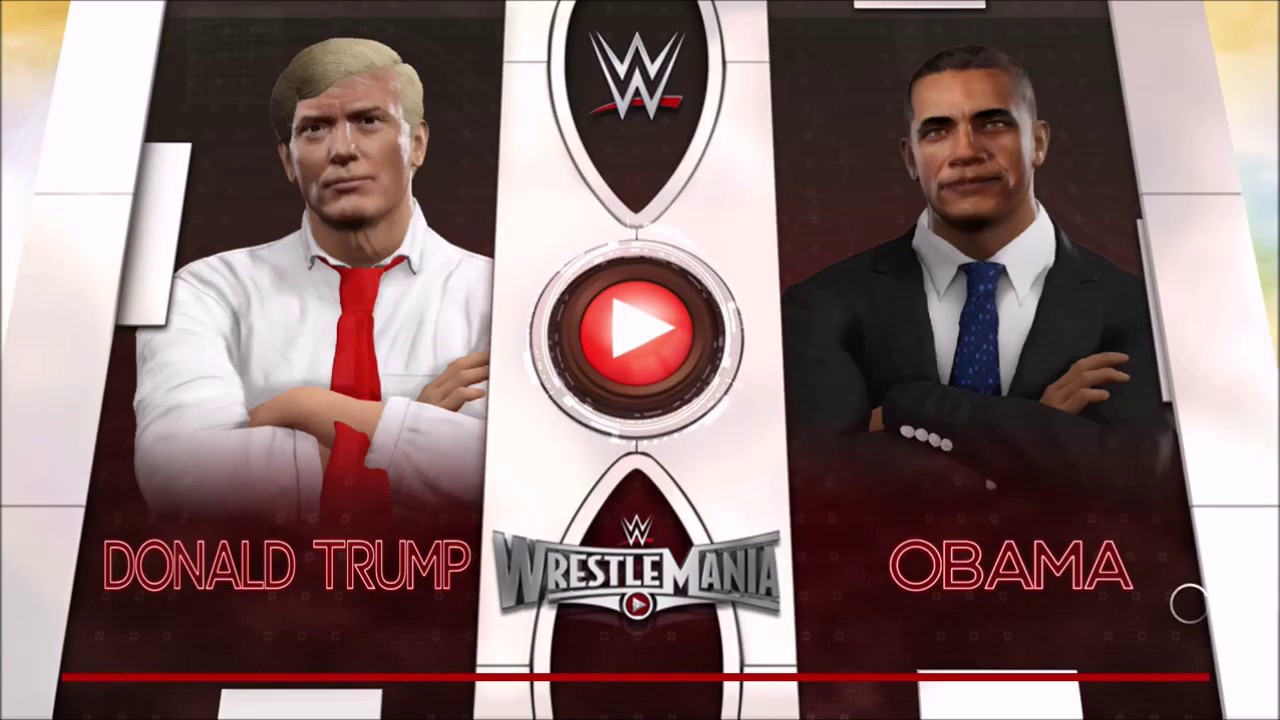 Donald Trump vs Barack Obama Wrestlemania WWE 2k17 Simulation - YouTube