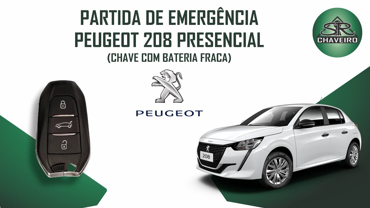 Como dar partida de emergência no peugeot 208 chave presença ...