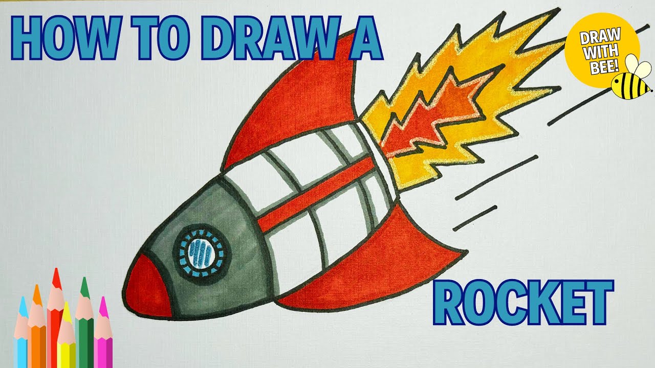 How to draw a rocket 🚀(easy kids cartoon drawing) @DrawwithBee - YouTube