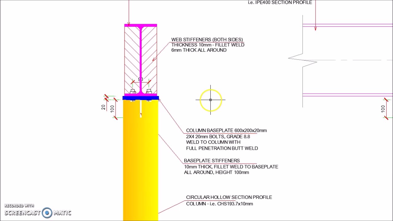 Steel Beam Supported on Top of CHS Steel Column Detail - YouTube