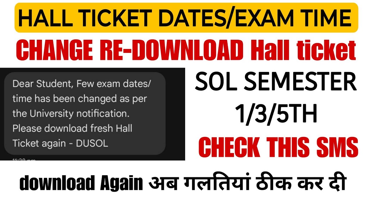 Few Exam Dates/Time Has been Changed Sol DU New Notice For Semester 1/3 ...