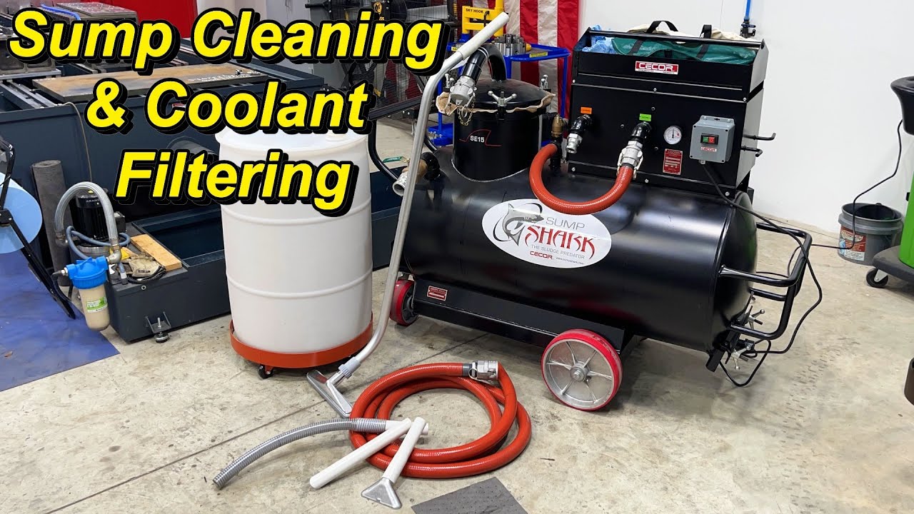 Machine Sump Cleaning & Coolant Filtering Using a CECOR Sump Shark ...