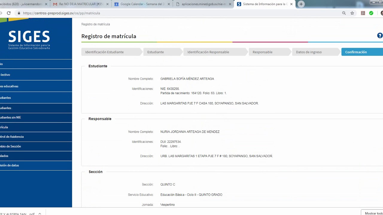 MATRICULA SIGES - YouTube