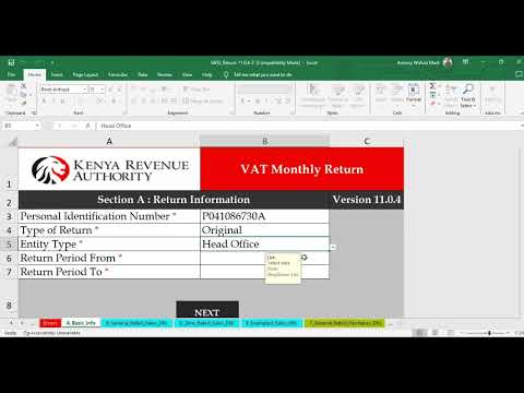 Section A  Basic Info  of VAT Monthly Return Excel Sheet