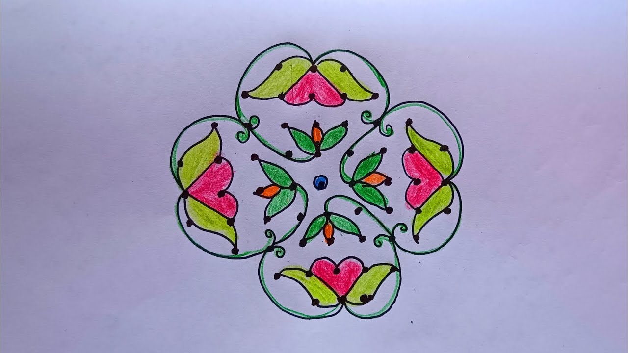 Kolam||Easy kolam for beginners||9-3-3dots kolam||Easy kolam - YouTube