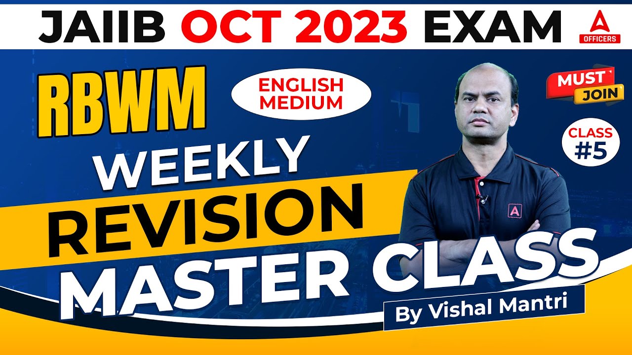 JAIIB October 2023 | RBWM | English Medium | Weekly Revision Master ...