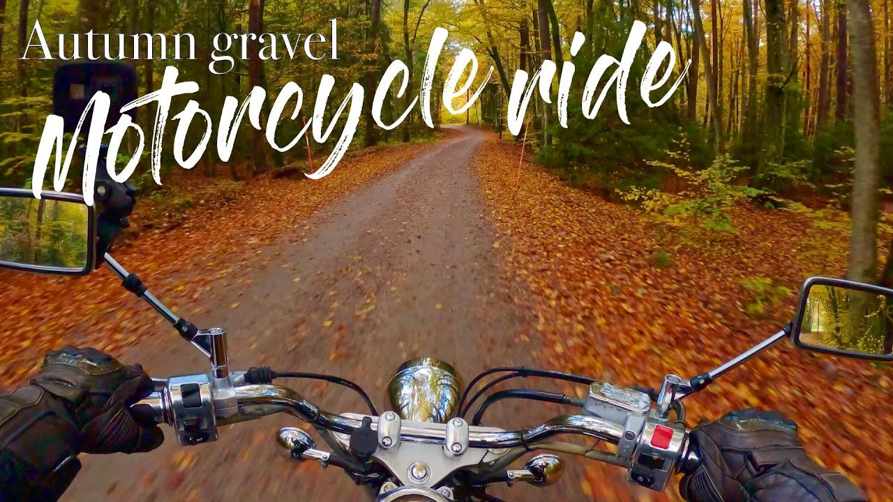 Motorcycle ride | Autumn colors | Cruiser bike on gravel | POV | No ...