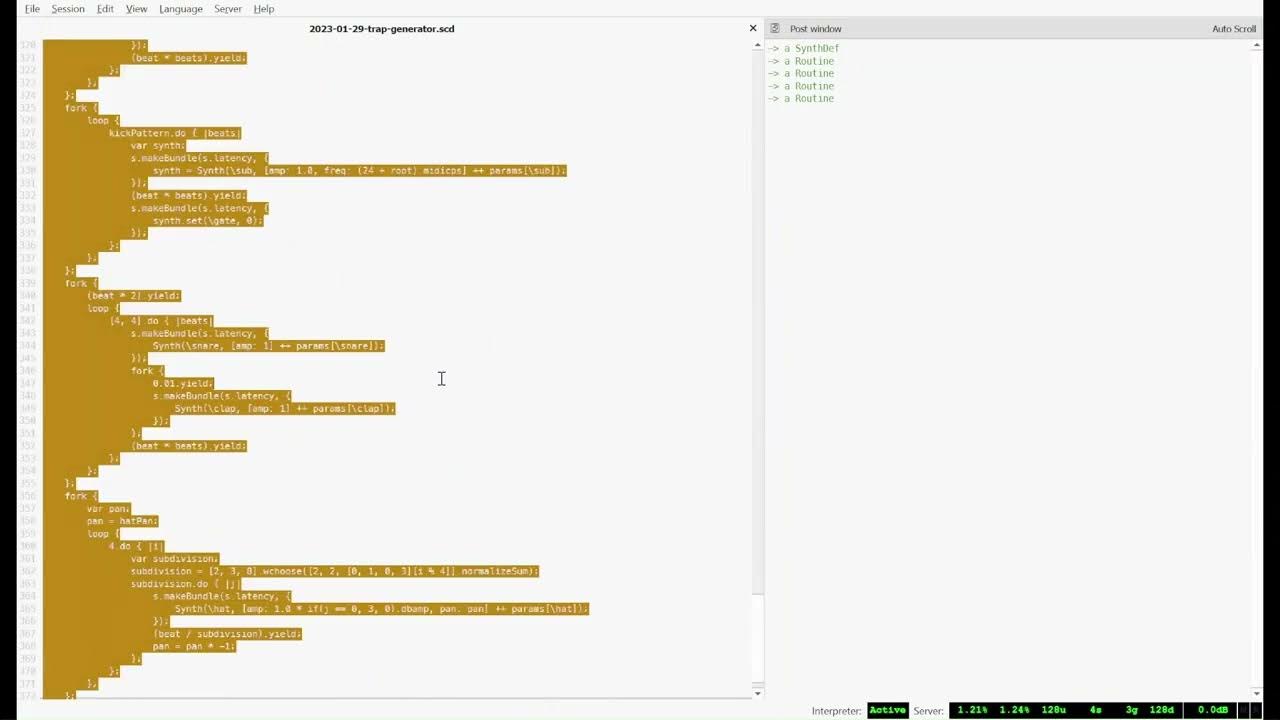 Algorithmic trap generator in SuperCollider - YouTube