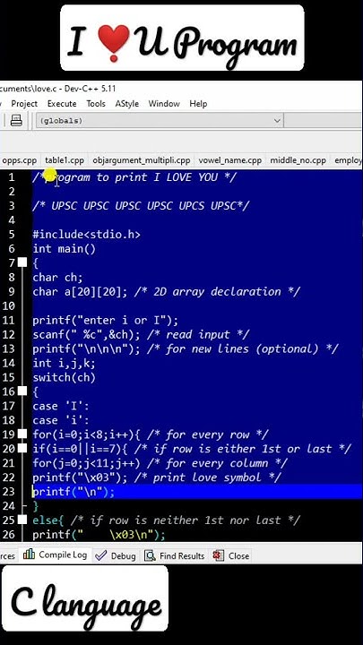 I love you Program in c || Love status in programming || Programming lover | Coding ️ ️ ️ ️ ...
