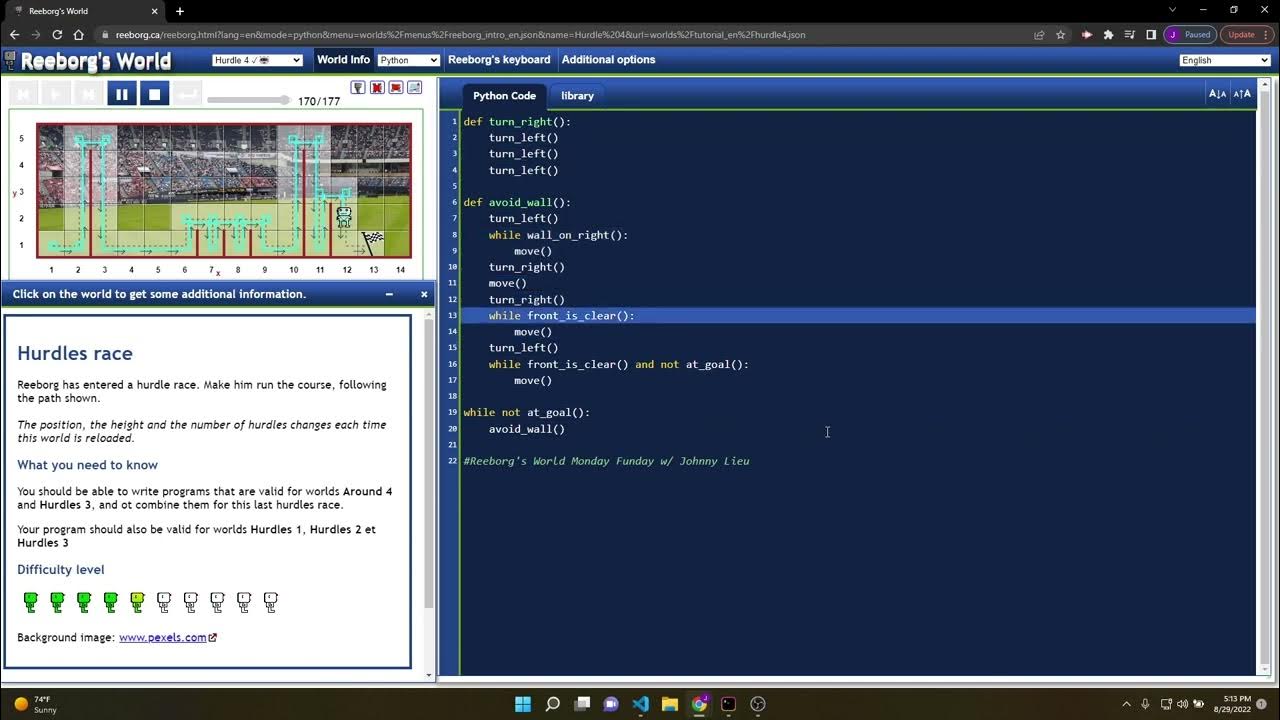 Reeborg's World Monday Funday - Hurdle 4 - YouTube