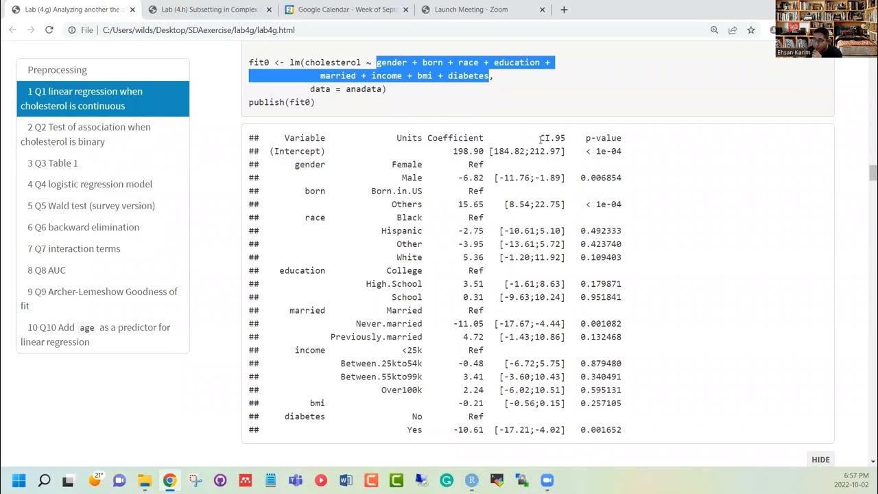 Lab 4g Analyzing another the analytic dataset from NHANES - YouTube