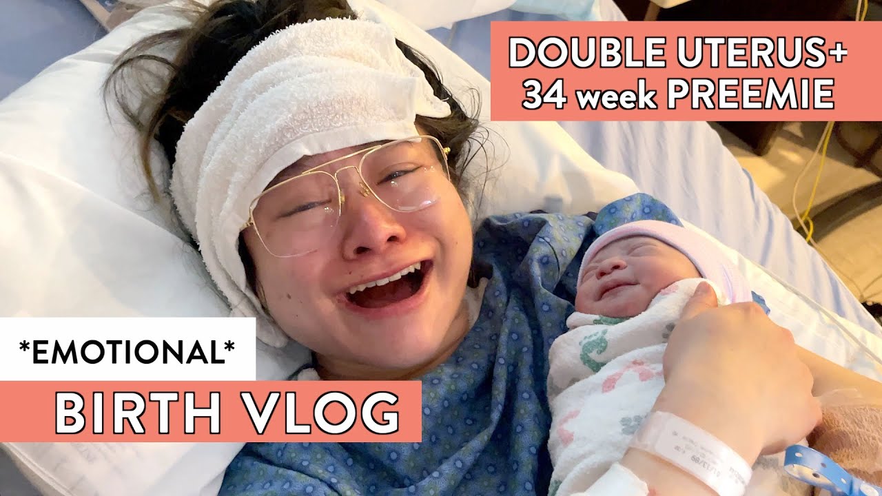 BIRTH VLOG 2021 *emotional* DOUBLE UTERUS Labor & Delivery - 34 Week ...