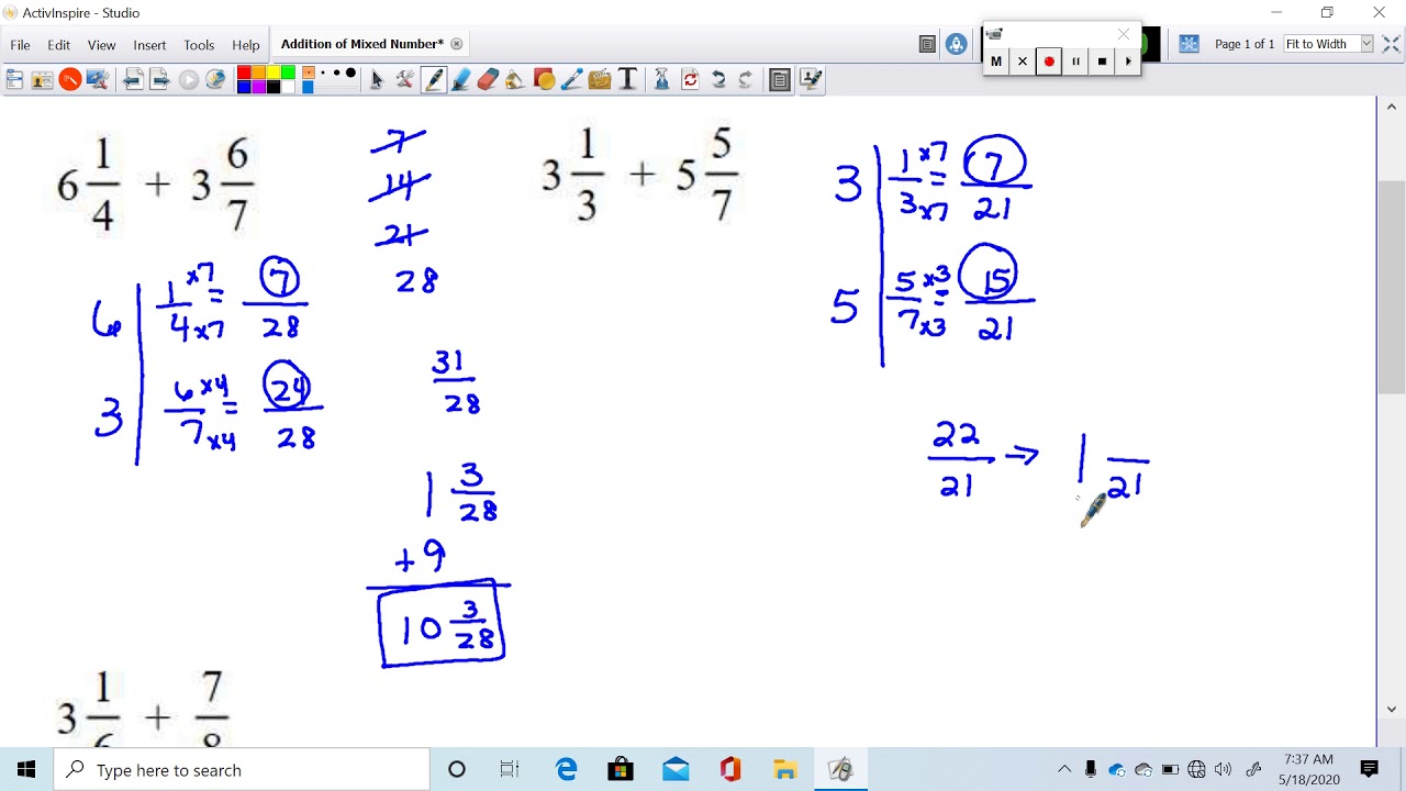 Addition Of Mixed Numbers With Different Denominators And Renaming Addition Of Mixed Numbers With Different Denominators And Renaming