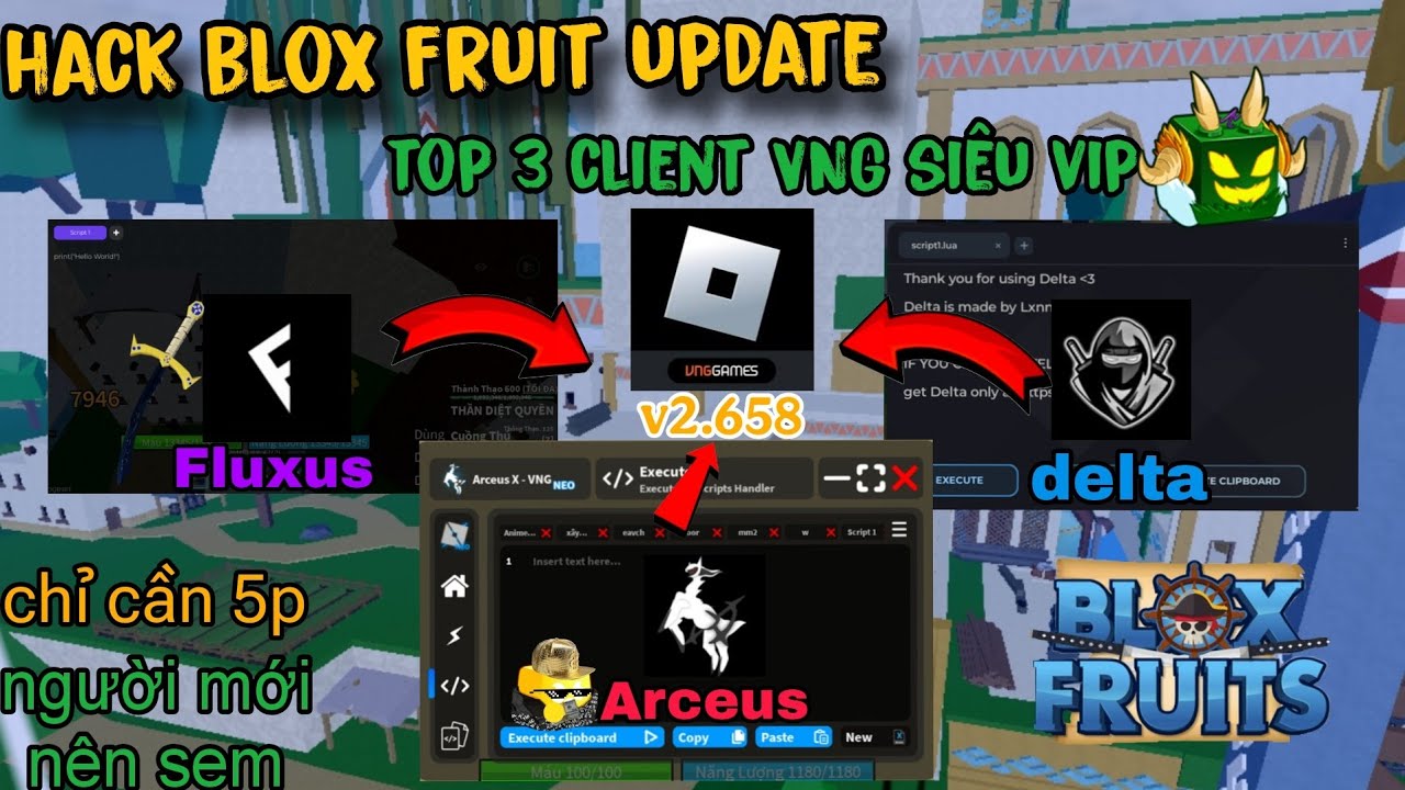 hướng dẫn sử dụng client delta,fluxus,arceus vng và client vip không ...